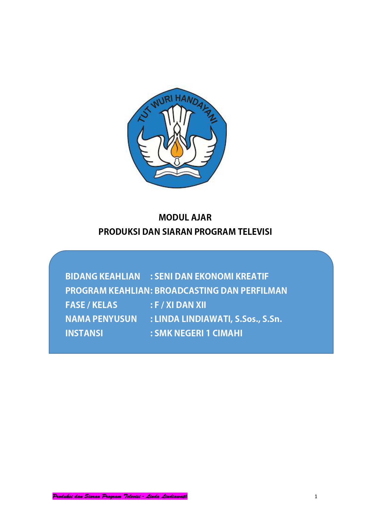 Modul Ajar Produksi dan Siaran Program Televisi